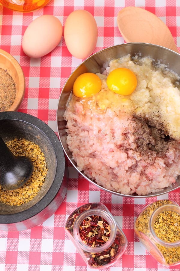 Minced Fish in the Bowl and Spices Stock Image - Image of nutrition ...