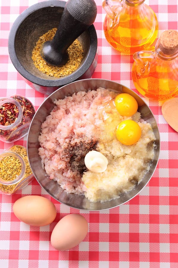 Minced Fish in the Bowl and Spices Stock Image - Image of fish ...