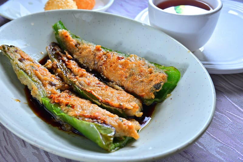 Minced fish green pepper stock photo. Image of dinner - 267382512