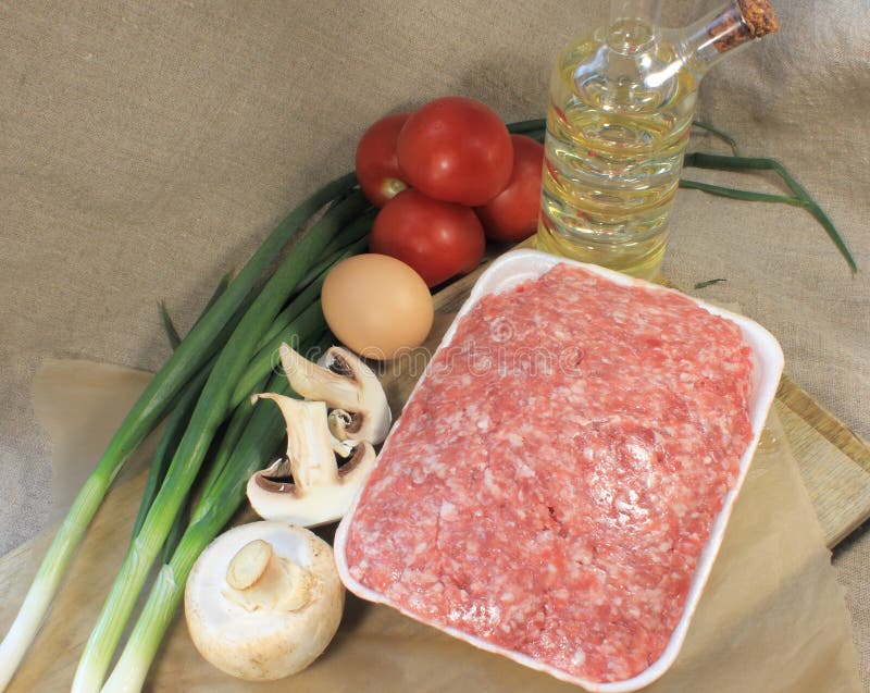 Minced Fresh with Vegetables Stock Image - Image of board, diet: 53995497