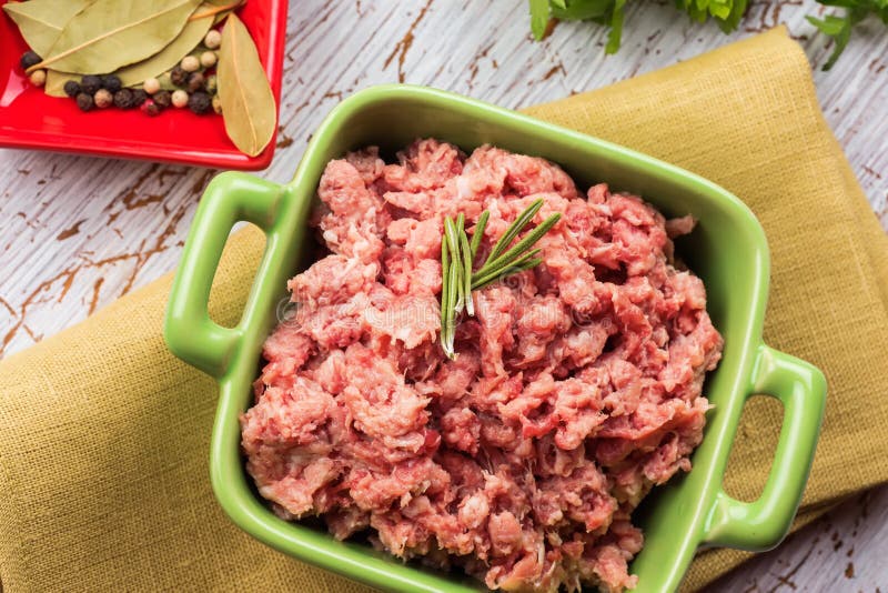 Organic Raw Ground Beef Meat and Burger Steak Cutlets Stock Image ...