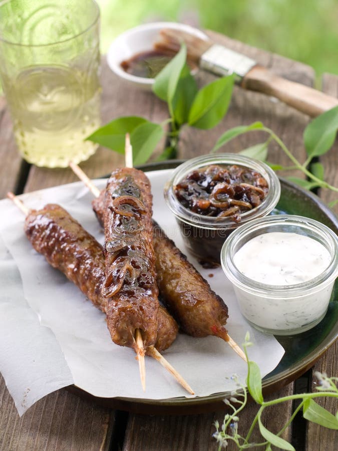 Minced meat kebab stock image. Image of barbecue, sauce - 31915875