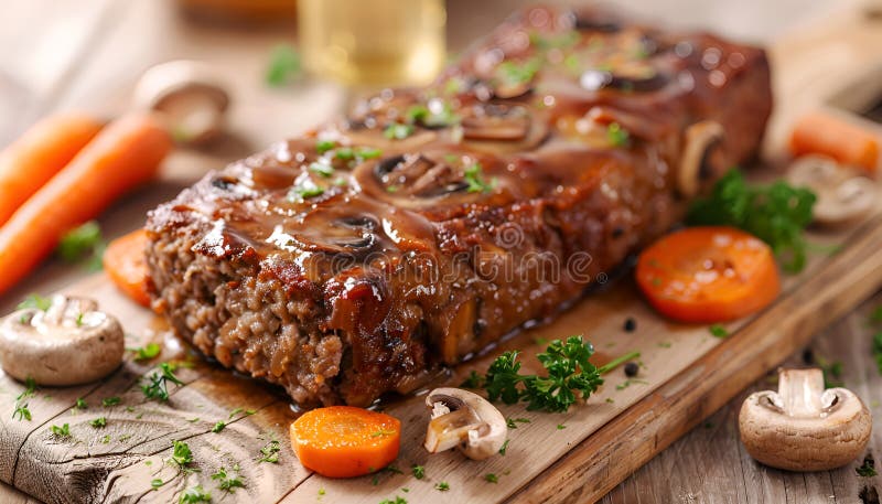 Minced Meat Loaf Roll with Mushrooms and Carrots Stock Image - Image of ...