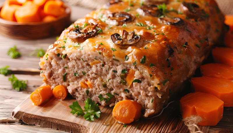 Minced Meat Loaf Roll with Mushrooms and Carrots Stock Image - Image of ...