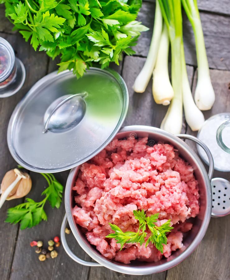 Minced meat stock image. Image of mince, garlic, mincer - 41196805