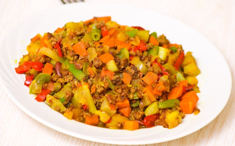 Minced Meat with Mixed Vegetables Stock Photo - Image of ragout, french ...
