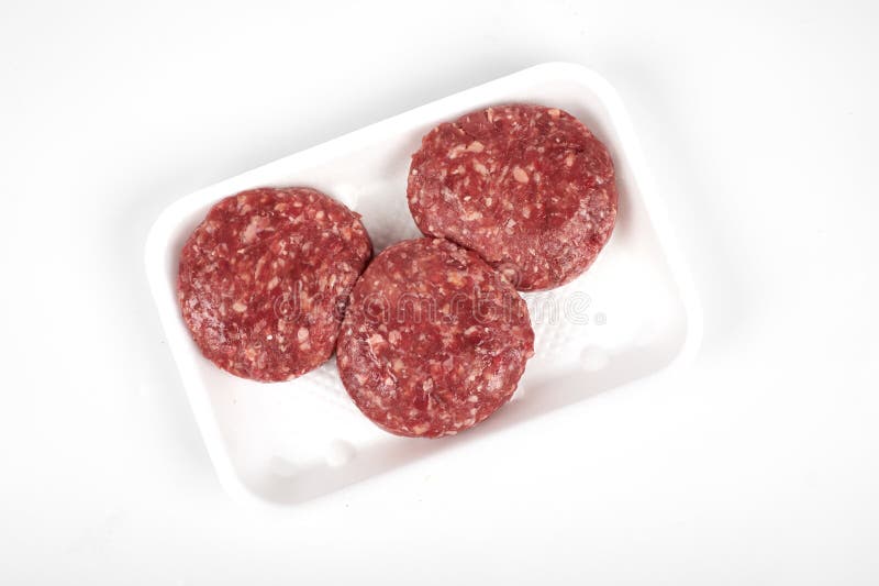 Minced Meat in Plastic Package Isolated on White Background Stock Image ...