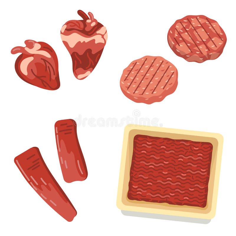 Minced Meat, by-products, Halfway Meat Product Stock Illustration ...