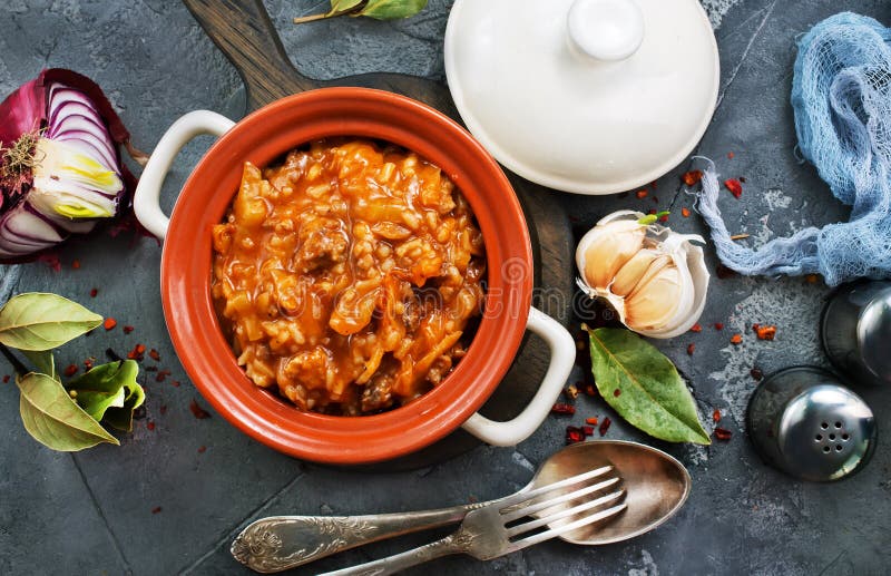 Minced meat with rice stock image. Image of italian - 105930371