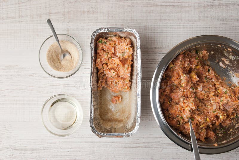 Minced Meat in a Steel Mask and Rectangular in Shape Stock Photo ...