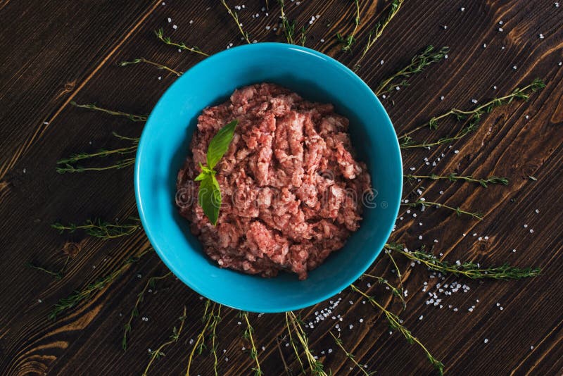 Minced Meat with Thyme and Basil Stock Image - Image of pepper, cooking ...