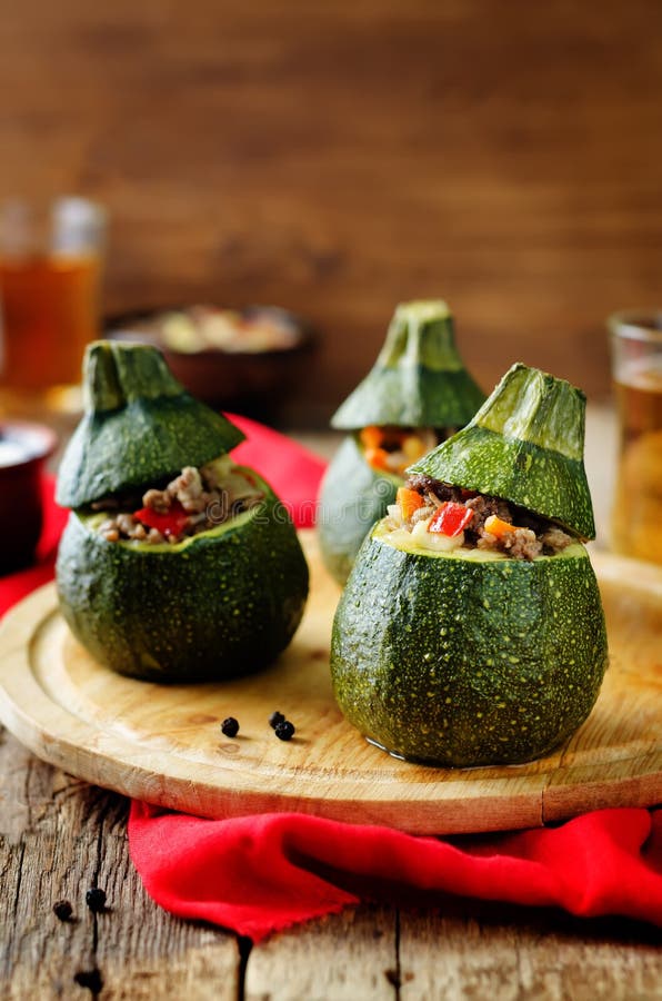 Minced Meat Vegetables Stuffed Zucchini Mini Stock Photo - Image of ...