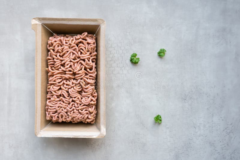 Minced Plant-based Meat in Packaging on a Gray Background Stock Image ...