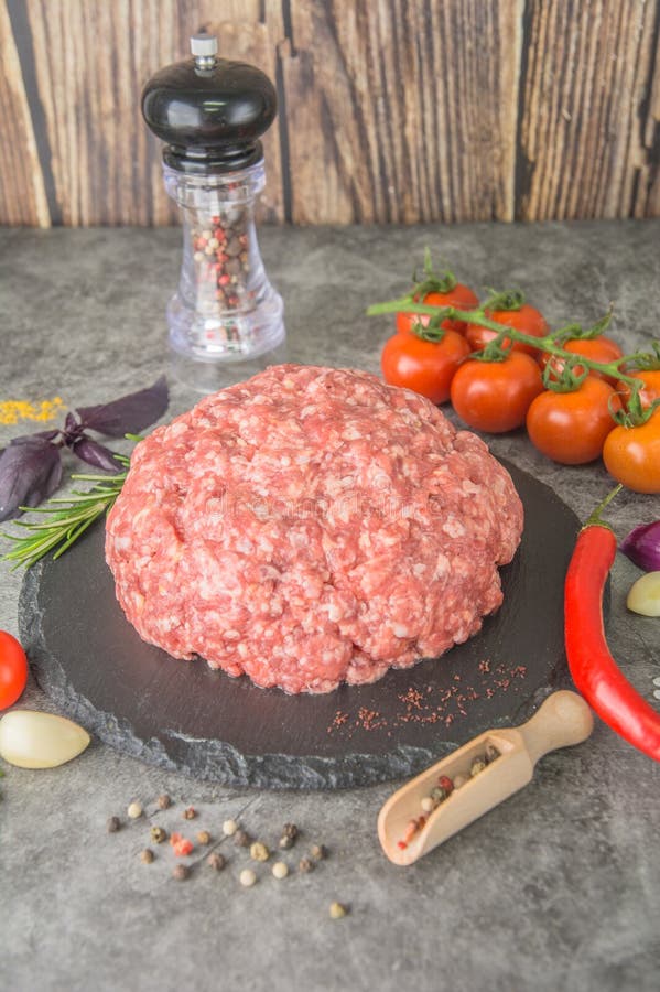 Minced Pork - side view stock image. Image of pepper - 178342459