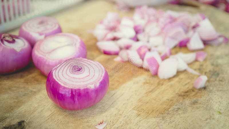 Minced shallots on block. stock photo. Image of slice - 71109344