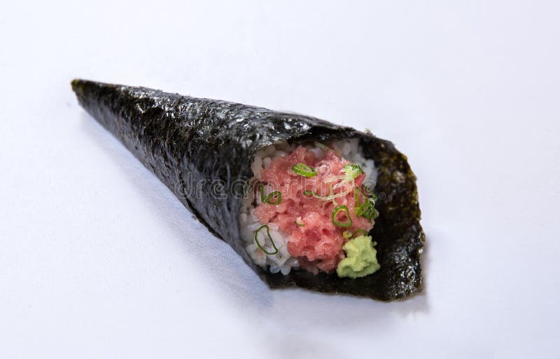 Minced Tuna with Spring Onion Hand Roll Temaki Stock Image - Image of ...