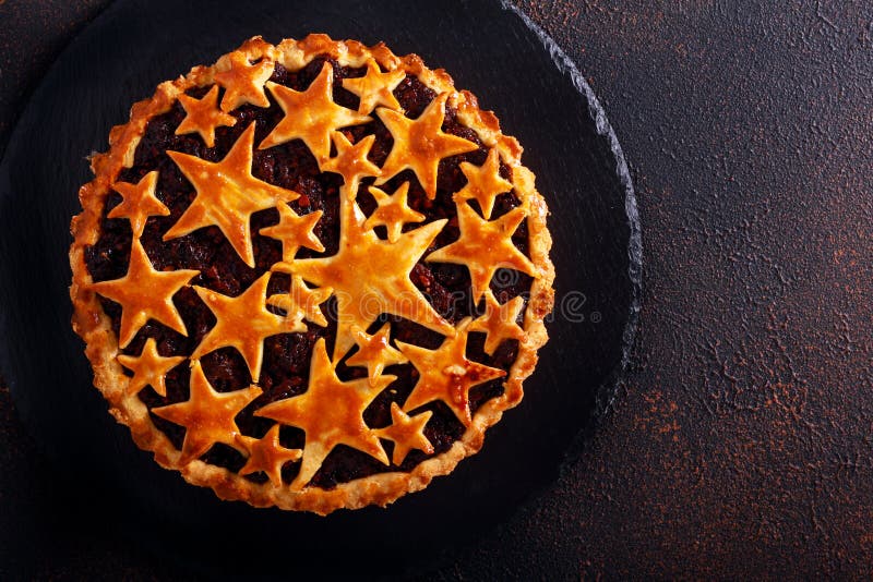 Mincemeat Pie Over Dark Background Stock Photo - Image of decorated ...
