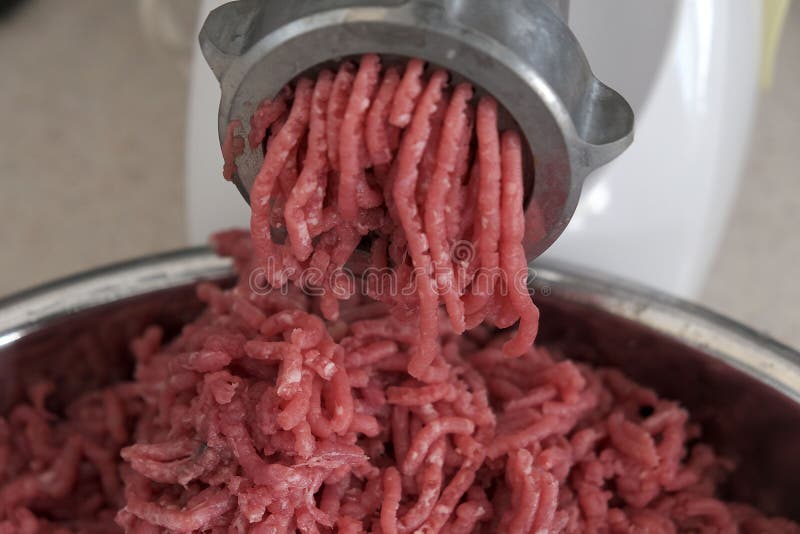 Mincing Machine and Beef Mincing in Home Environment Stock Photo ...