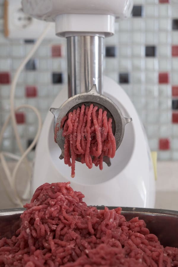 Mincing Machine and Beef Mincing in Home Environment Stock Photo ...