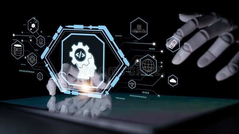 The Mind of an AI Machine Learning Software Developer Motif Stock Image ...