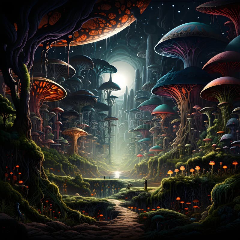 A Mind-Altering Expedition into Cosmic Realms Stock Illustration ...