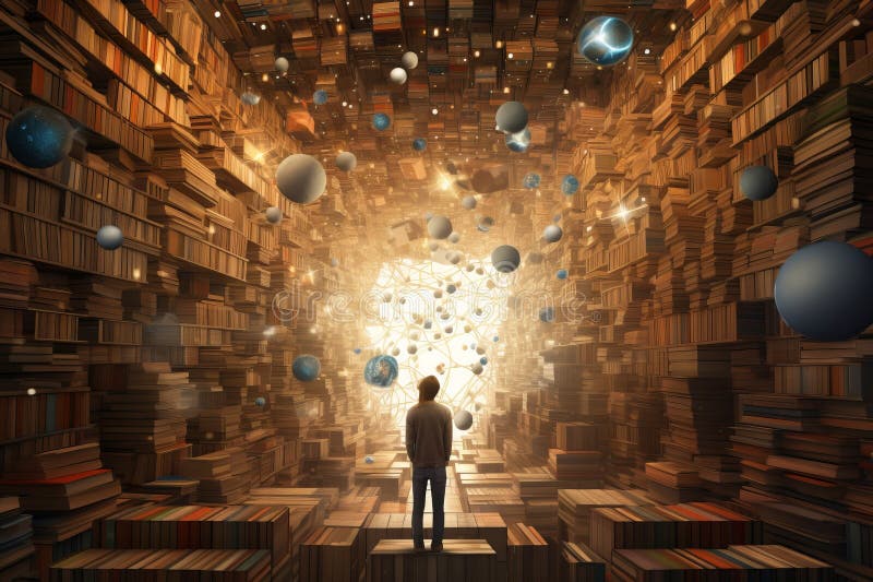 Mind As Library of Diverse Ideas Stock Illustration - Illustration of ...