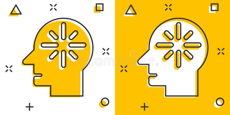 Mind Awareness Icon in Comic Style. Idea Human Cartoon Vector ...
