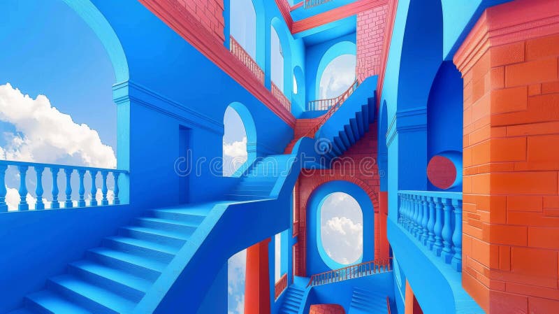A Mind-bending Digital Artwork of Intertwining Staircases in Vibrant ...