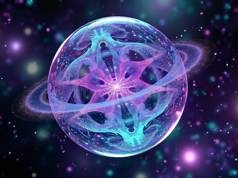 Visually Stunning Crystalized 3d Inside of an Atom Sphere Artwork ...