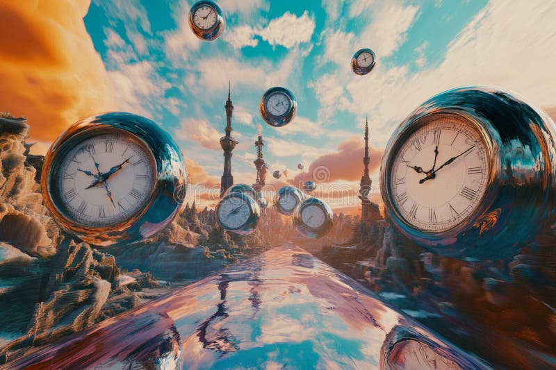 A Mind-bending Surreal Background Featuring Melting Clocks, Distorted ...