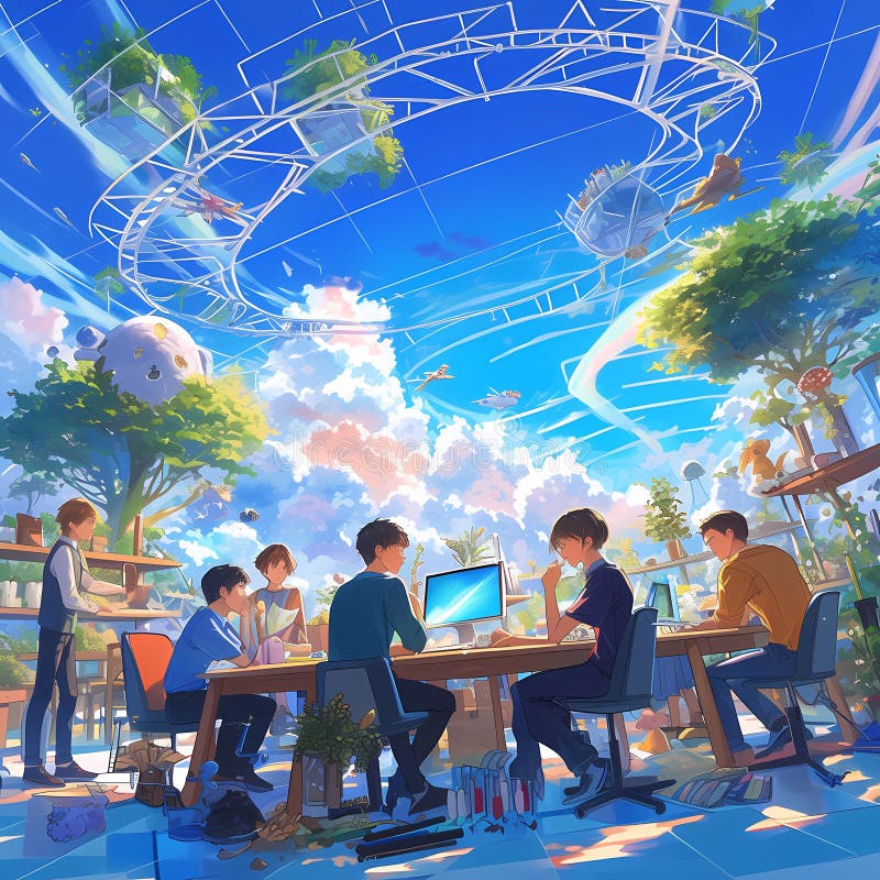 Mind-Bending Tech Hub: a Futuristic Vision Stock Illustration ...