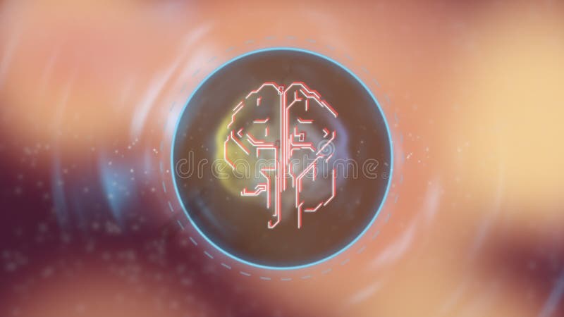 Abstract Human Brain Attacked with Data Floating Iside a Glowing Ring ...