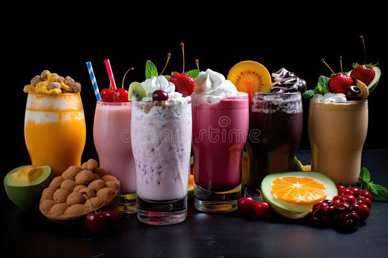 Mind-blowing Milkshake with Mix of Different Soft Drinks and Fruit ...