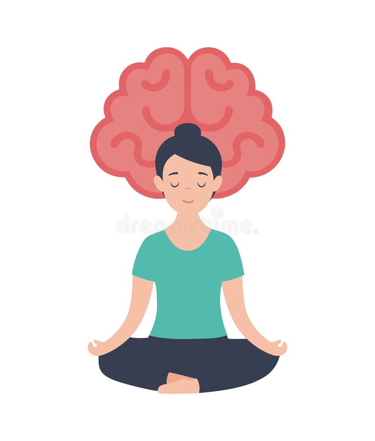 Mind and Body Meditation Brain Stock Vector - Illustration of isolated ...