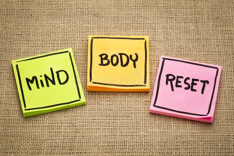 Mind and Body Reset - Text on Reminder Notes Stock Photo - Image of ...