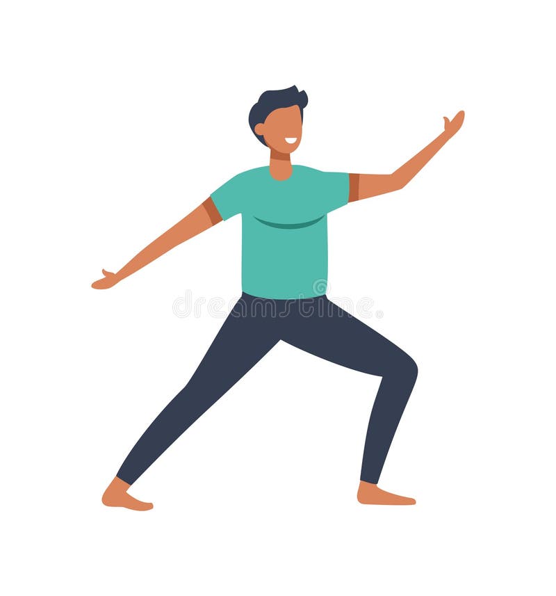 Mind and Body Warrior Yoga Pose Stock Illustration - Illustration of ...