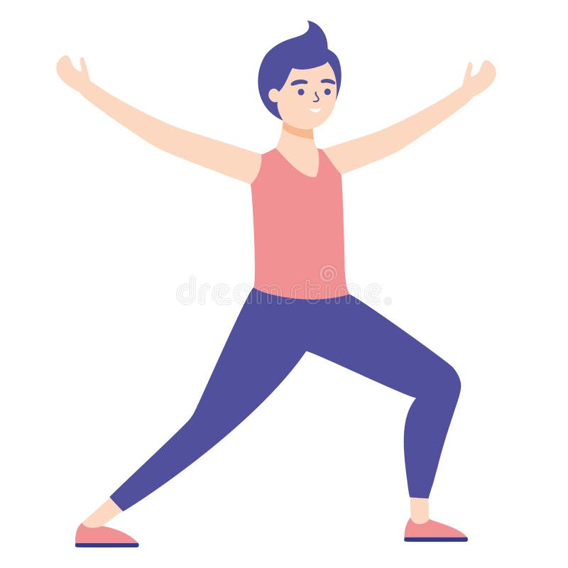 Mind and Body Yoga Warrior Pose Stock Illustration - Illustration of ...