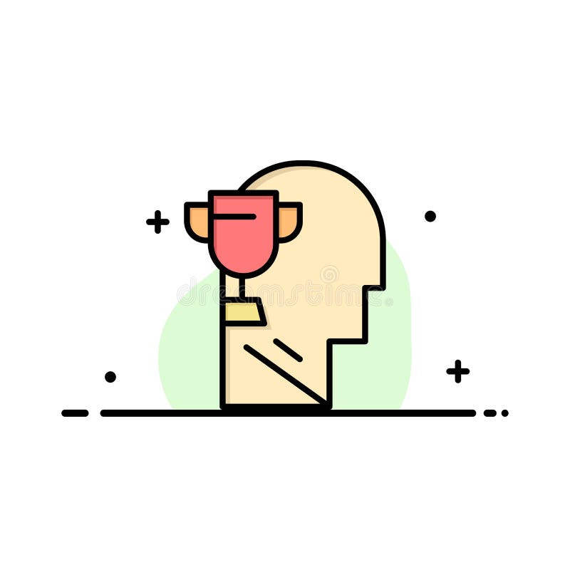 Mind, Brian, Award, Head Business Flat Line Filled Icon Vector Banner ...