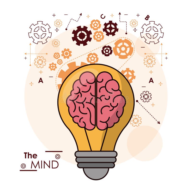 The Mind Bulb Brain Gears Idea Intelligence Design Stock Vector ...