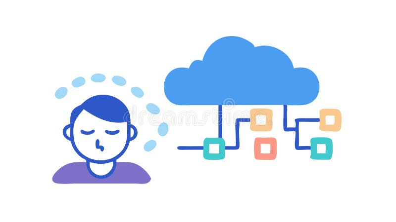 Mind Cloud Computing, Mental Processing and Digital Information, Vector ...