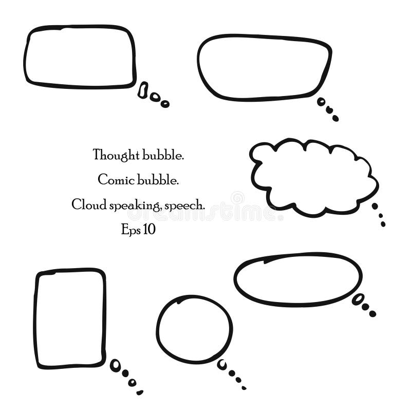 Mind Clouds Templates Set. Different Shapes, Hand Drawn. Convey ...