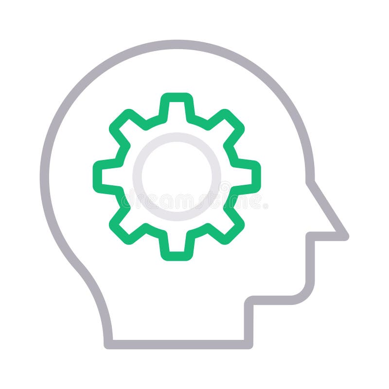Mind Color Line Vector Icon Stock Vector - Illustration of face ...