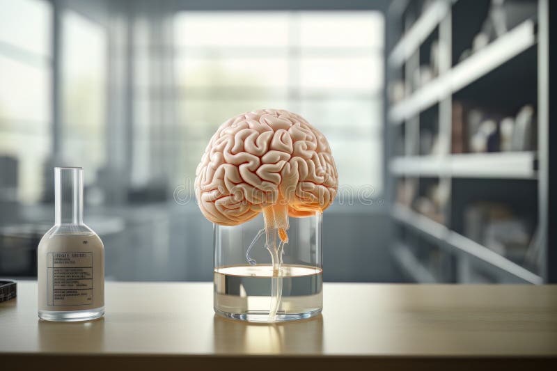 Mind Control Symbol: Human Brain in Laboratory Stock Illustration ...