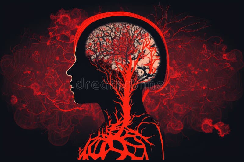 Mind Creativity and Abstract Art Brain Human Figure in Red Stock ...
