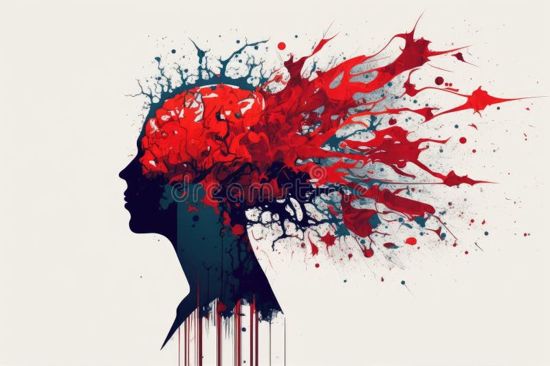 Mind Creativity and Abstract Art Brain Human Figure in Red Stock ...