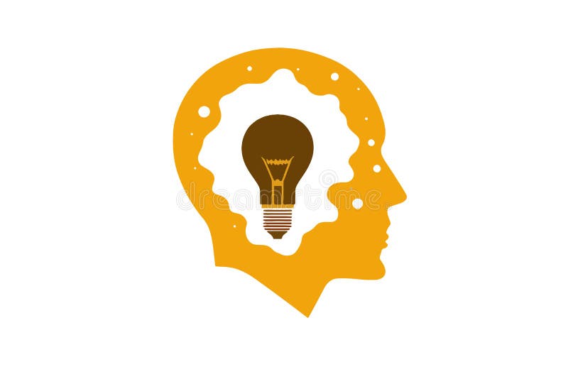 Mind Creativity Concept. Vector Man Head with Light Bulb Inside Stock ...