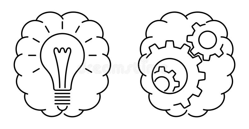 Mind Development and Brain Boost - Icons Set Stock Vector ...