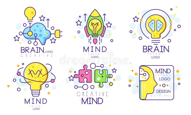Mind Energy Original Logo Design Templates Collection, Creative Brain ...