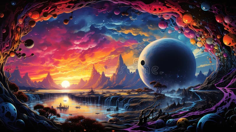 Mind-Expanding Psychedelic Dreamscape with Abstract Shapes and Vibrant ...