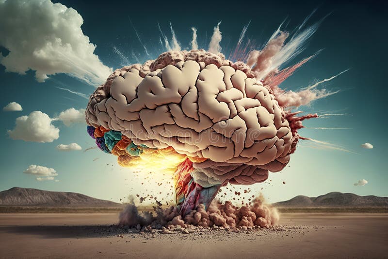 Mind Explosion: an Illustration of a Brain Going into Overdrive, Ai ...